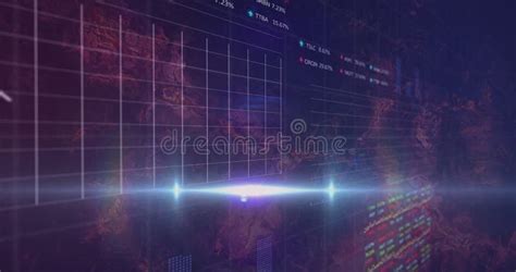 Animation Of Digital Data Charts And Graphs Glowing On Abstract