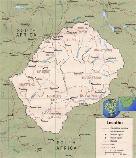 Map Of Lesotho Travel Africa