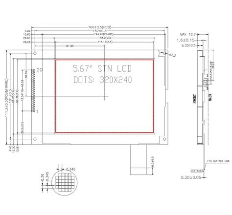 320x240 Black and White LCD Screen - 5.7 Inch HEXING Module