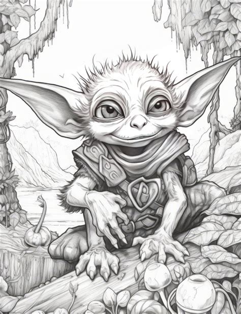 World Of Goblins Premium Coloring Page Printable Goblin Adult Fantasy Colouring Pages Book