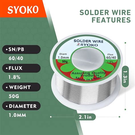 SYOKO Alambre de soldadura de núcleo de colofonia de plomo de estaño para soldadura