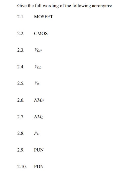 Solved Give The Full Wording Of The Following Acronyms21