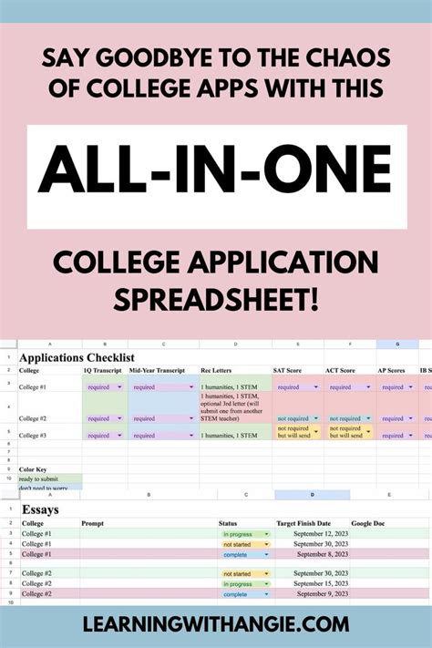 The Best Free College Application Spreadsheet Template College