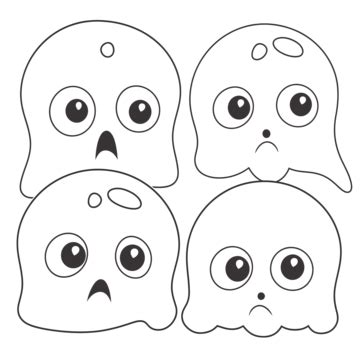 Cute Ghosts Coloring Pages Outline Sketch Drawing Vector Easy Scary
