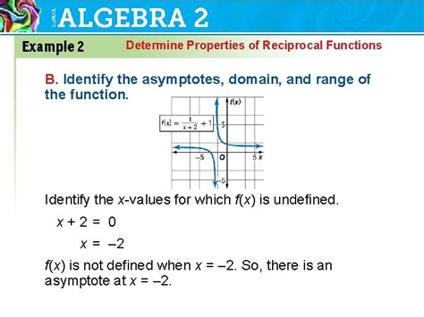 Section Graphing Reciprocal Functions ALGEBRA