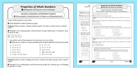 Properties Of Whole Numbers Associative Commutative And Distributive