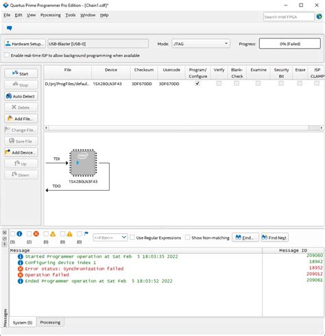 Quartus Programmer Stratix 10 Synchronization Failed Intel Community