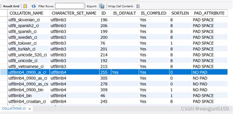 Mysql Collation 校对规则 查看字符集和校对规则 命令显示所有校对规则ci Csdn博客