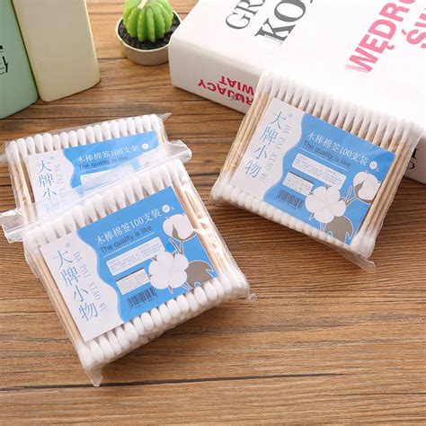 Fm 100pcspack Wooden Stick Cotton Swab Double Head Swabs Beauty Makeup