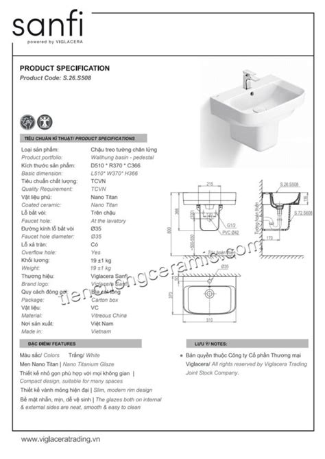 Chậu Rửa Treo Tường S508 TiẾn CƯỜng Jsc TỔng ĐẠi LÝ CẤp 1