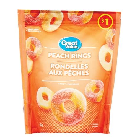 Great Value Peach Rings Candy 125 G Walmartca