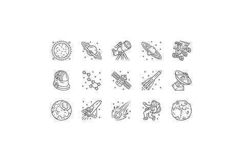 Astronomy Linear Icons Set MasterBundles