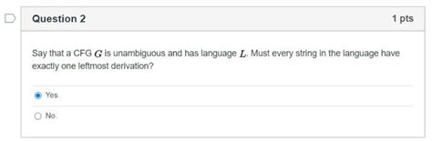 Solved Question Pts Consider The CFG With Start Variable Chegg Com