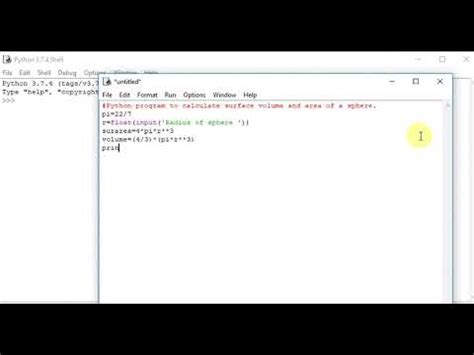 Python Program To Calculate Surface Volume And Area Of A Sphere YouTube