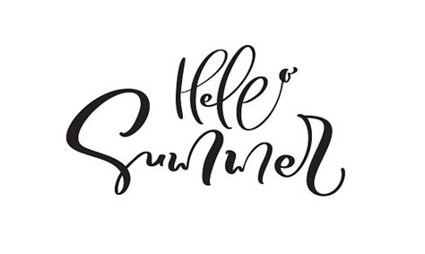 안녕하세요 여름 서예 문자 브러시 텍스트 벡터 손 그려진 격리 된 구입니다 그림 낙서 스케치 인사말 카드 인쇄를위한 고립 된 디자인 가리기에 대한 스톡 벡터 아트 및 기타