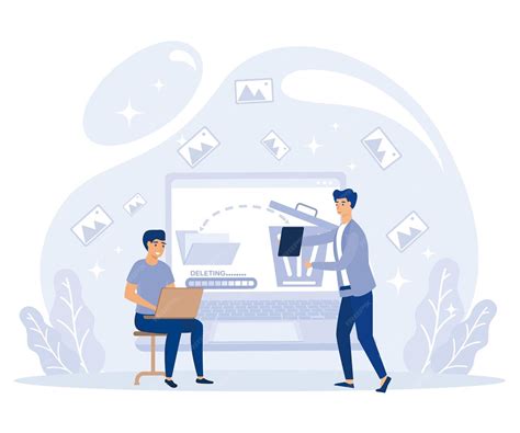 Premium Vector Delete Concept Tiny People Deleting Data Flat Vector