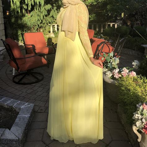 Yellow Long Sleeve Maxi Lace Panel Dress Tall Worn Depop
