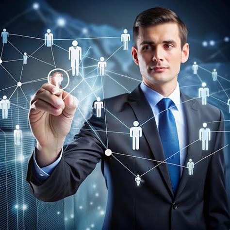Businessman Touching Customer Icon On Global Structure Networking And