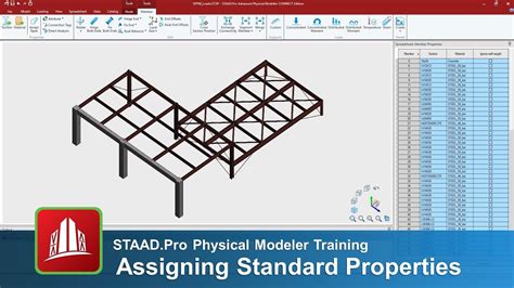 Assigning Standard Section Properties In The Staadpro Physical Modeler