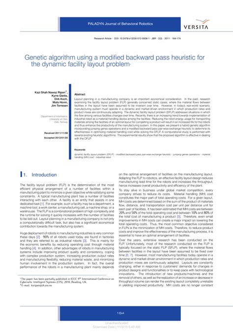 Pdf Genetic Algorithm Using A Modified Backward Pass Heuristic For The Dynamic Facility Layout