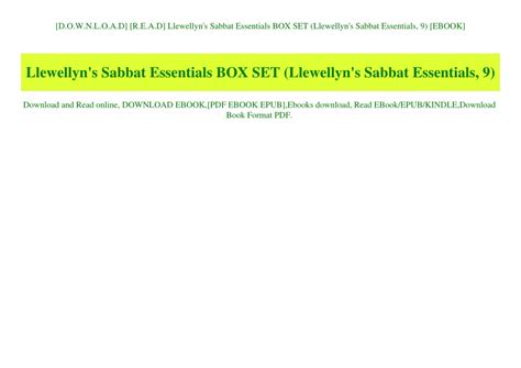 Ppt D O W N L O A D R E A D Llewellyn S Sabbat Essentials Box Set