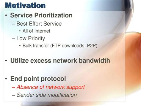 tcp lp distributed algorithm for low priority data transfer ppt download