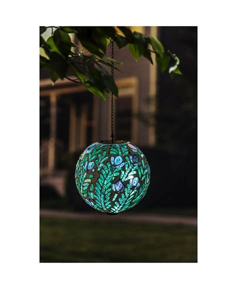 Evergreen 8 Solar Hanging Mosaic Gazing Ball Peacock Fade And Weather Resistant Outdoor Decor