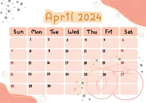Design De Calendário Mensal De Abril De 2024 Vetor Png Abril De 2024