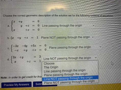 Solved Choose The Correct Geometric Description Of The Chegg