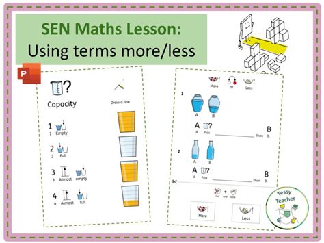 Sen Maths Lesson Capacity And Using Terms Moreless Teaching Resources
