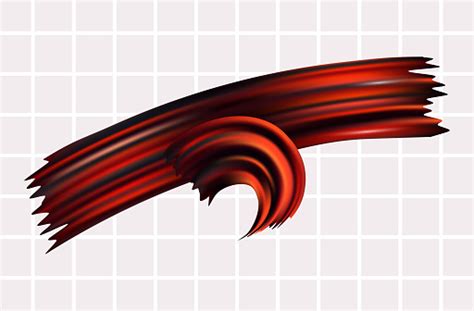 빨간색 브러시 스트로크 3d 페인트의 화려한 모양 혈액 효과 액체 잉크의 튀김 물결 모양의 브러시 스트로크 컬 밝은 빨간색 예술적 스플래시 컬러 짧은 리본의 곡선 모양입니다