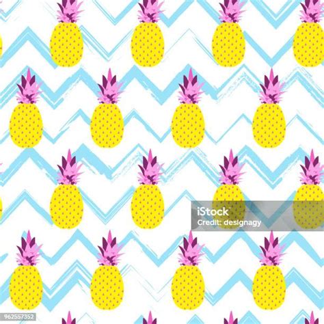 추상 파인애플 손 그리기 텍스처입니다 여름 휴가 느낌 원활한 벡터 후 두둑입니다 감정에 대한 스톡 벡터 아트 및 기타 이미지 감정 계절 귀여운 Istock