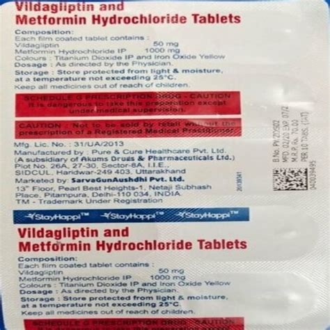Vildagliptin And Metformin Hydrochloride Tablet 10 Tablets At Best Price In Delhi Sarvagun