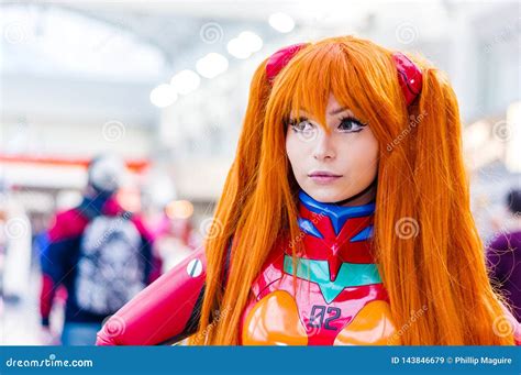 Cosplayer Dressed As Neon Genesis Evangelion Character Editorial Stock