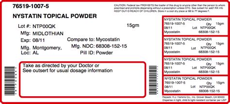 Nystatin H J Harkins Company Inc Fda Package Insert
