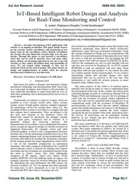 22iot Based Intelligent Robot Design And Analysis For Real Time Monitoring And Control Pdf