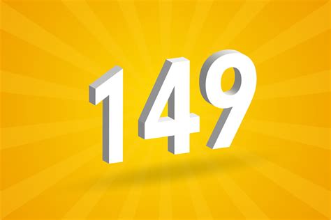 3d 149 Number Font Alphabet White 3d Number 149 With Yellow Background
