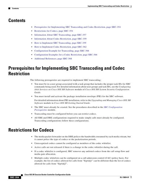 Implementing Sbc Transcoding And Codec Restriction