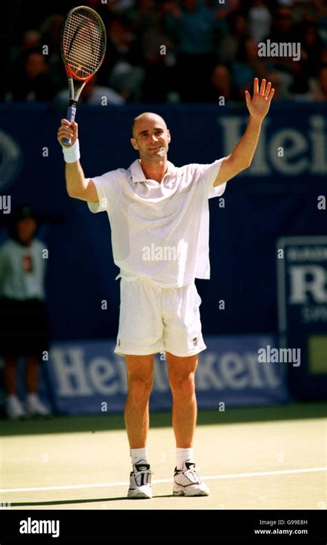 Andre Agassi Raises His Hands In The Air After Winning The Australian