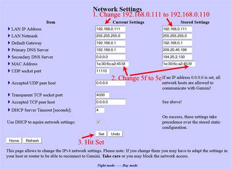 Changing The MAC And IP Default Addresses