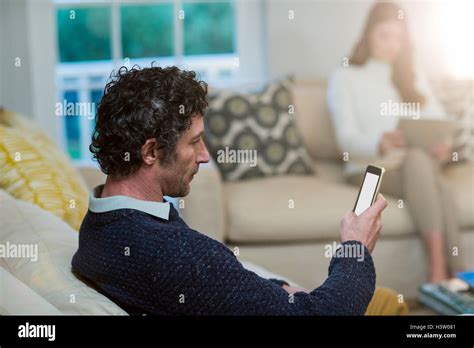 Man Using Mobile Phone Stock Photo Alamy