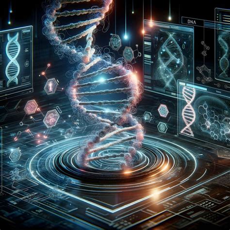 Futuristic Dna Helix In High Tech Digital Interface Stock Image Image Of Futuristic Science