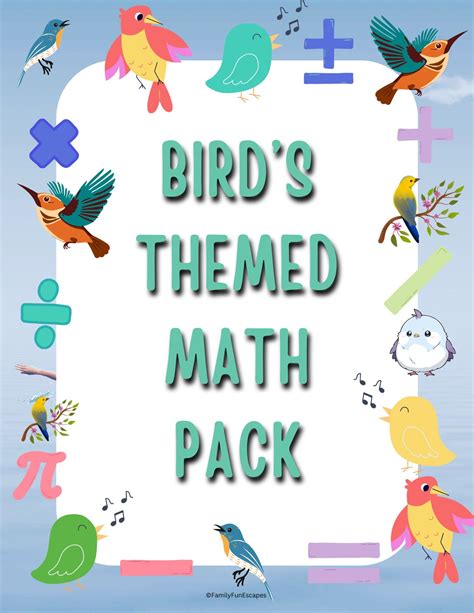Bird Math Activity Pack Printable Math Worksheets Digital Download Etsy
