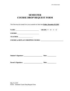 Fillable Online Semester Course Drop Request Form Fax Email Print PdfFiller