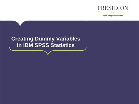 pdf tech tip creating dummy variables in ibm spss statistics