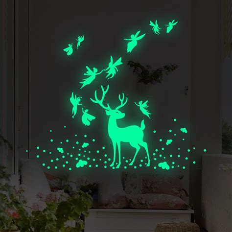 Фосфорные наклейки на стену в детскую Fairy Deer светящиеся