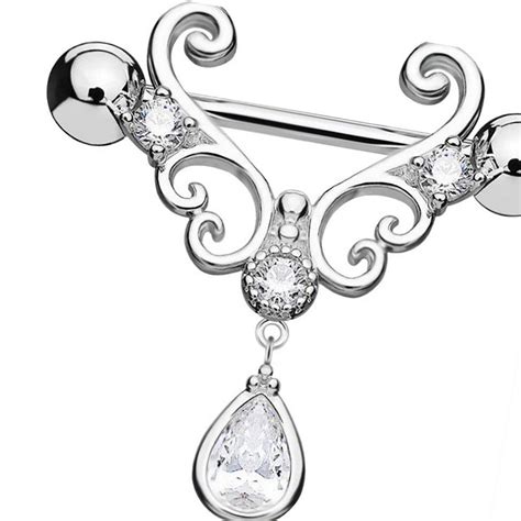 Dd Zz Water Drop Sexy Women Dangle Nipple Piercing Shields Nipple