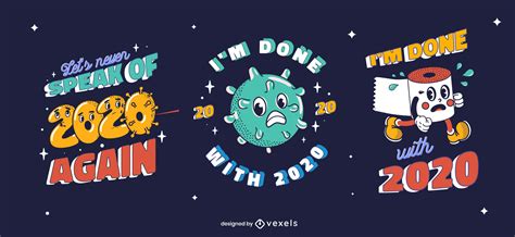 Anti New Year Funny Badge Set Vector Download