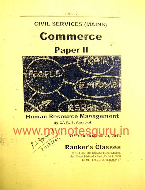 Commerce By Ranker Classes Commerce And Accounting Optional Printed Notes My Notes Guru