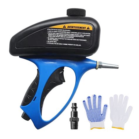 깍지 및 장갑 장착 휴대용 중력 샌드 블라스팅 건 공압 블래스터 스폿 제거 녹 장치 150 Psi 티몬